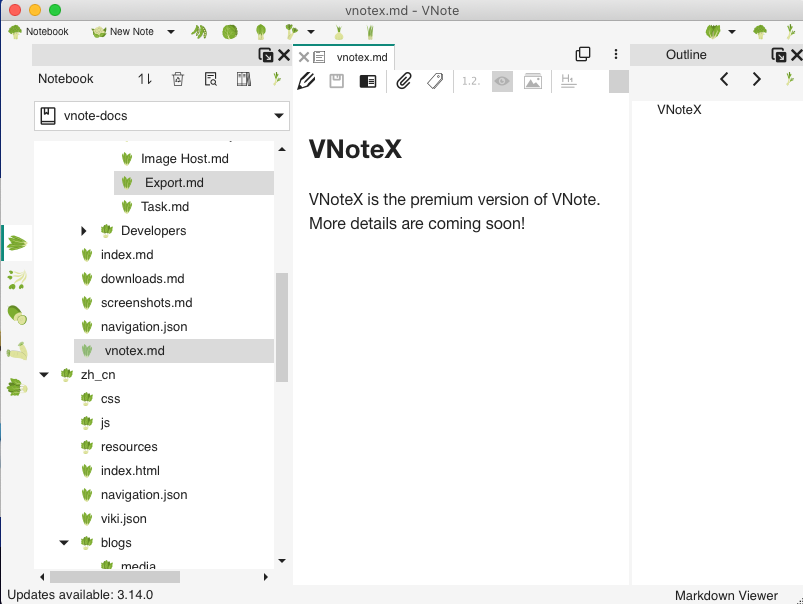 Viki - A simple Wiki page in Markdown from notebook of VNote